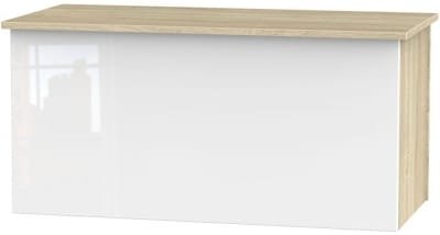 Stylish Contrast White Gloss and Oak Effect Blanket Box for Modern Home ...