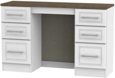 Premium Kent 6-Drawer Double Dressing Table in White Ash and Oak Finish ...